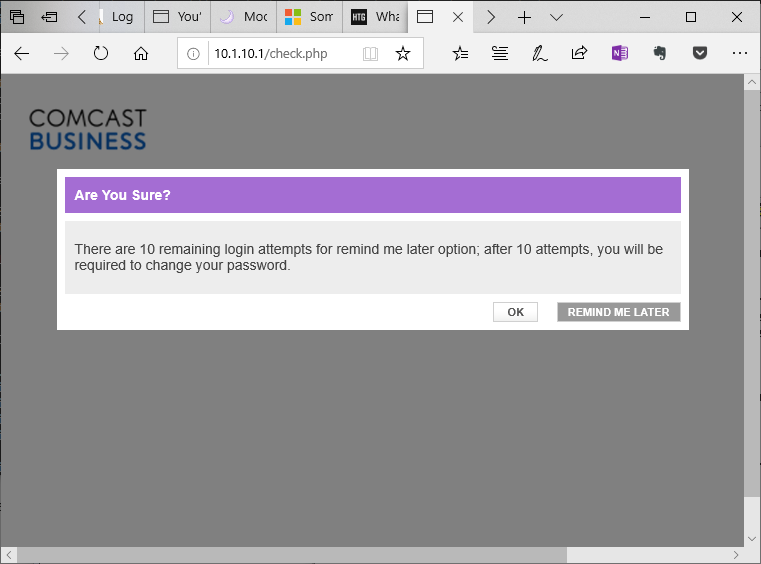 Resetting The Password For A Comcast Business Router