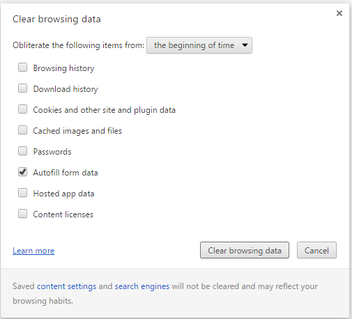 Removing Saved Email Addresses Etc From Chrome