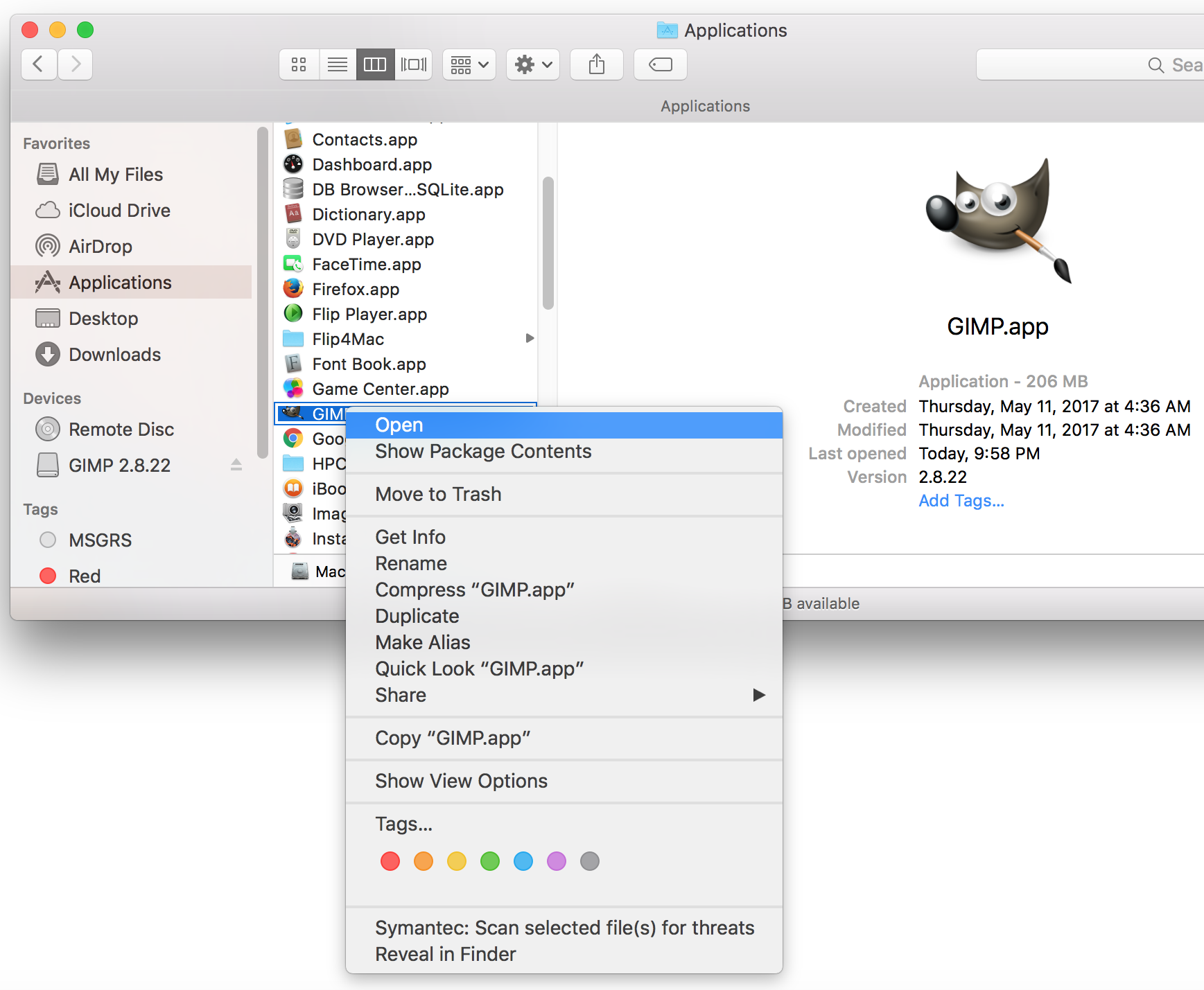 Installing GIMP On OS X