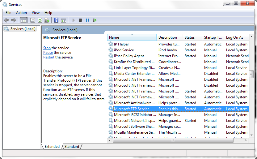 Adding The Microsoft Windows FTP Service To A Windows 7 System