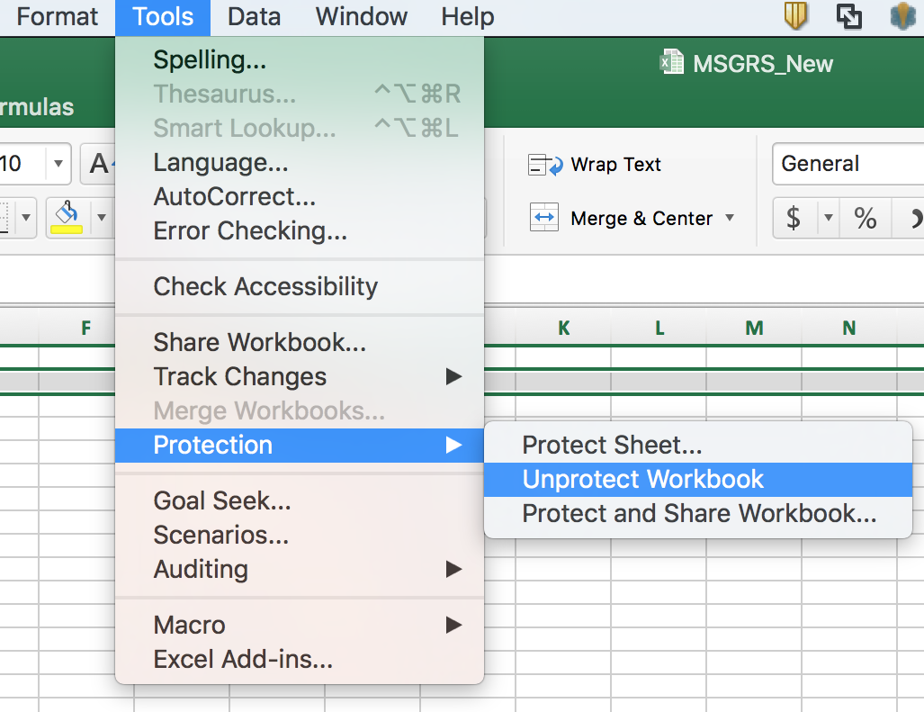 Excel 2016 Workbook Protected